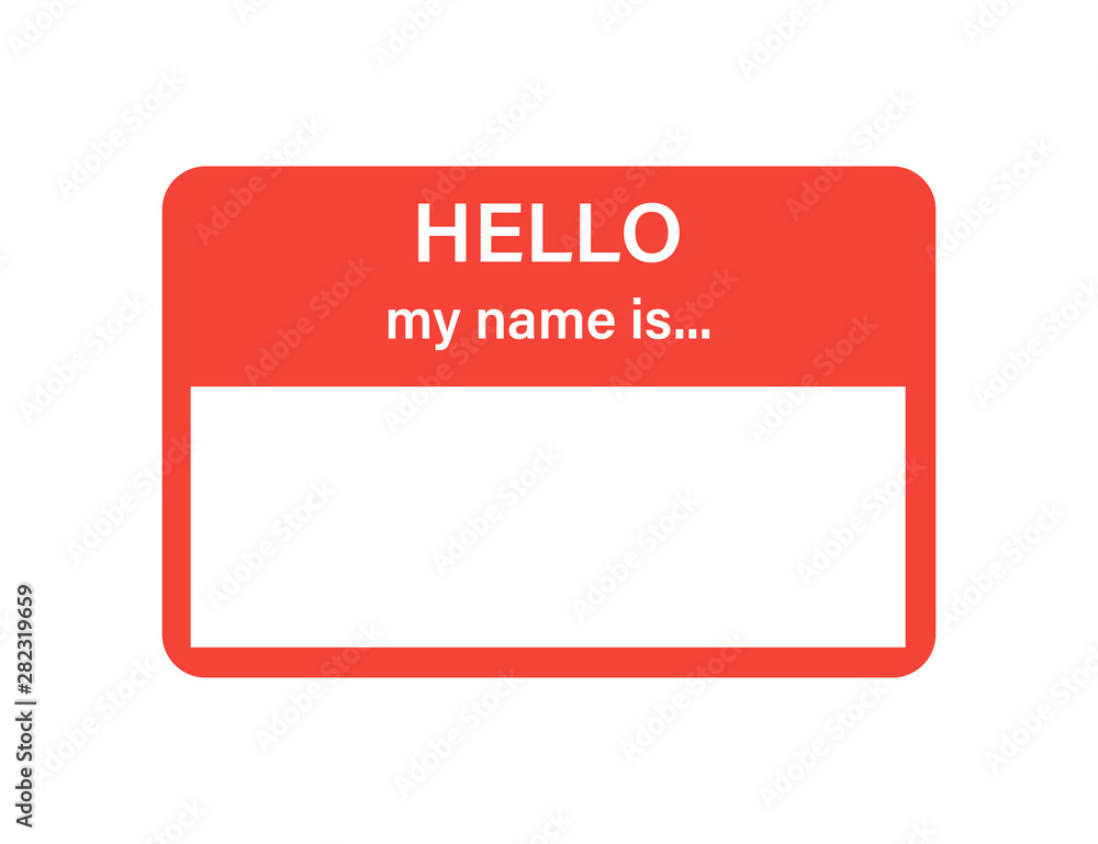 Badge or register vector isolated sticker hello my name is in trendy ...