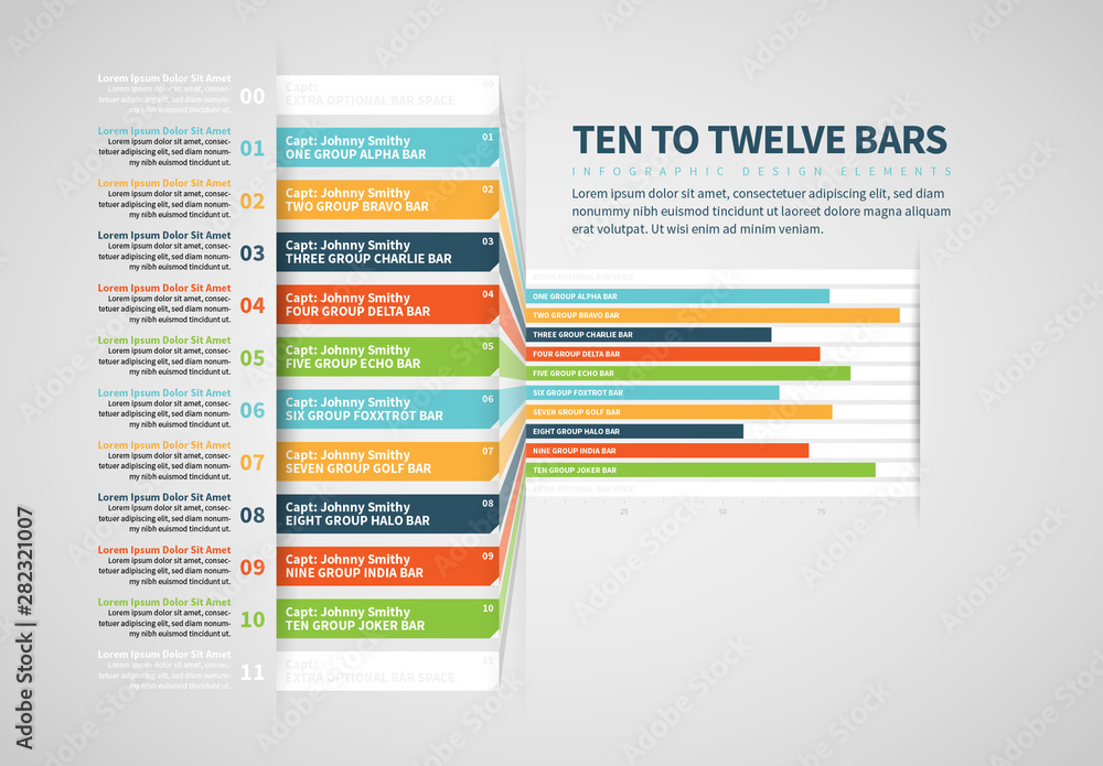 10 or 12 Bar Colorful Info Chart Stock Template | Adobe Stock