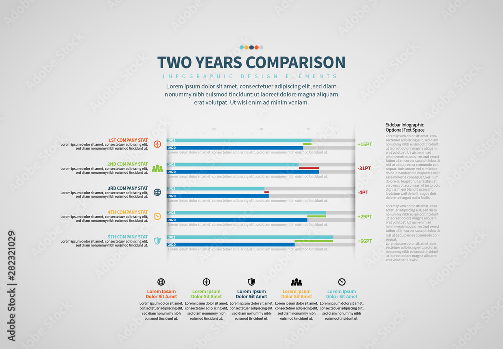 Two Part Comparison Bar Graph Info Chart Stock Template | Adobe Stock