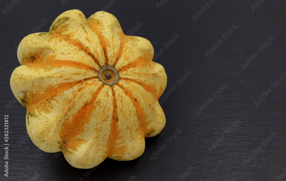 Patty Pan Squash. Yellow Vegetable Marrow Isolated on Dark Slate Board ...