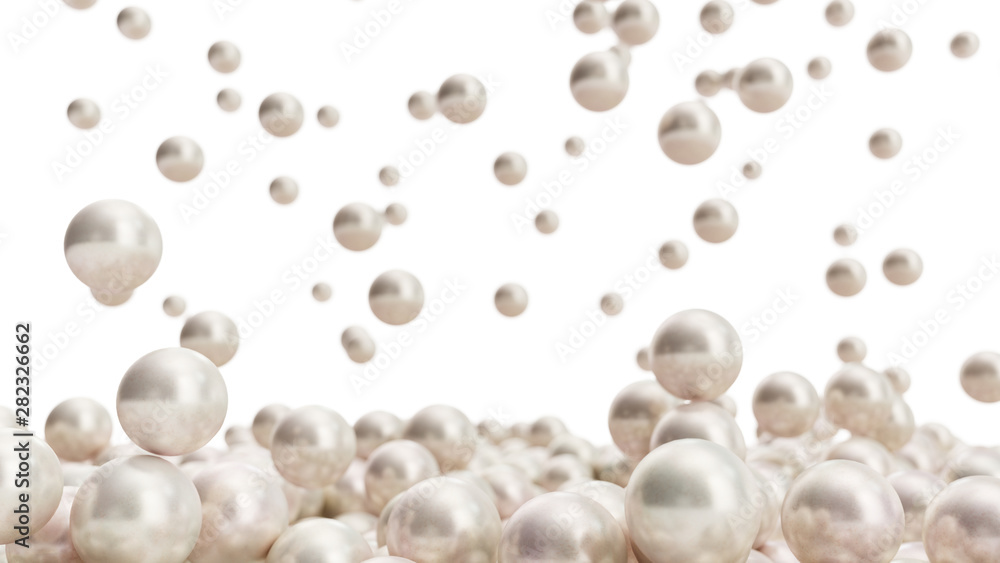 Pearls in motion. Beautiful jewerly for womens. Pile of pearls close up ...