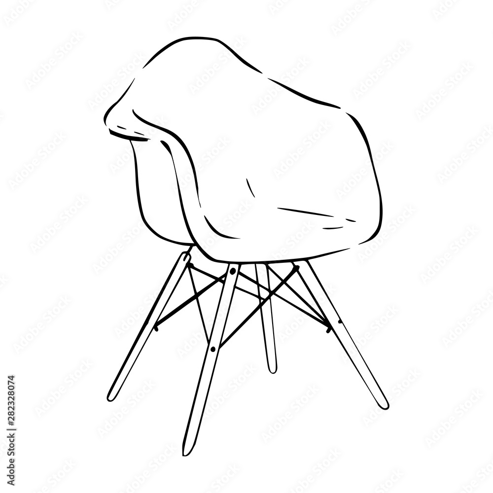 Chair outline doodle pattern. Coloring page with furniture background ...