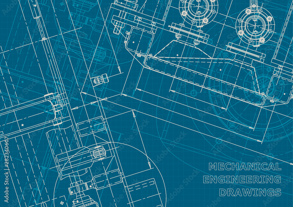Blueprint, Sketch. Vector engineering illustration. Cover, flyer ...