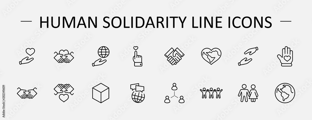 International Day of Human Solidarity Line Vector Icons Set. Contains ...