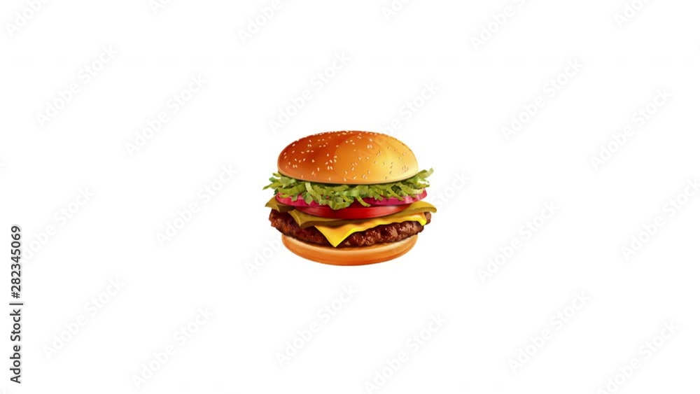 Animated Burger on white background. Stop motion animation. 4K Stock ...