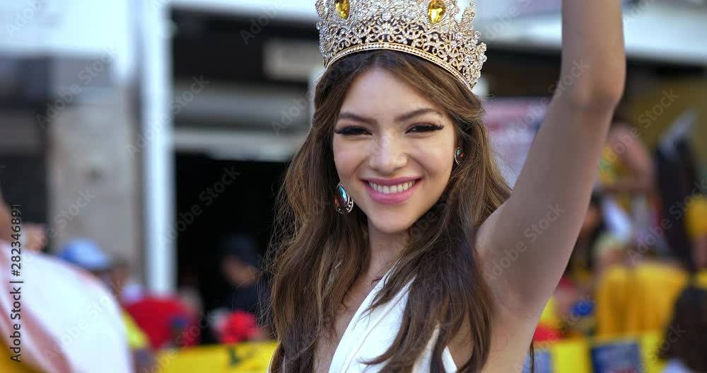 Winner of a beauty pageant contest Miss Grand Ecuador with crown ...