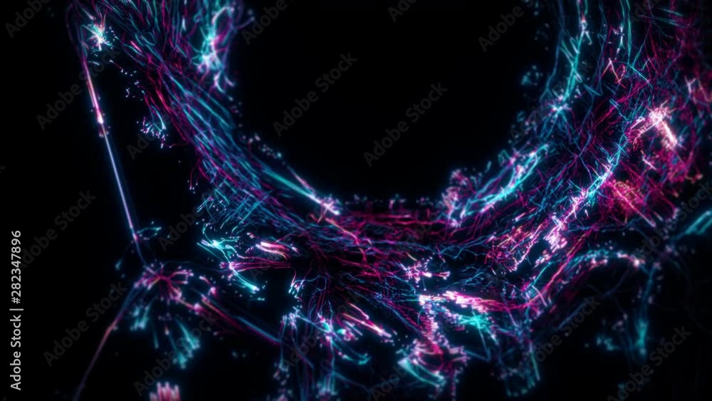 Visual representation flying through abstract digital tunnel funnel ...