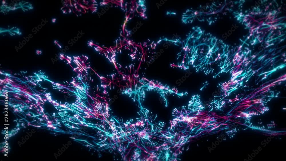 Visual representation flying through abstract digital tunnel funnel artificial intelligence ...