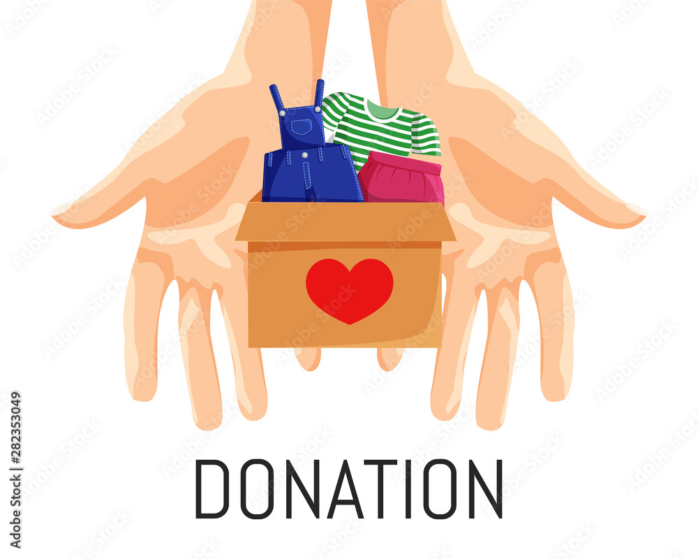 Vector Illustration of Clothes Donation in Cartoon Flat Style isolated ...