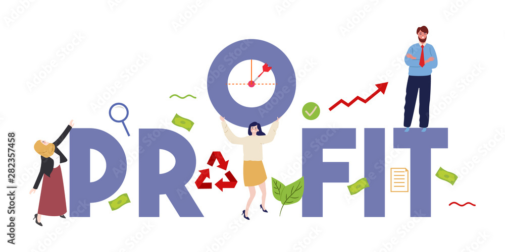 Profit finance concept illustration of profitability and teamwork. Work ...