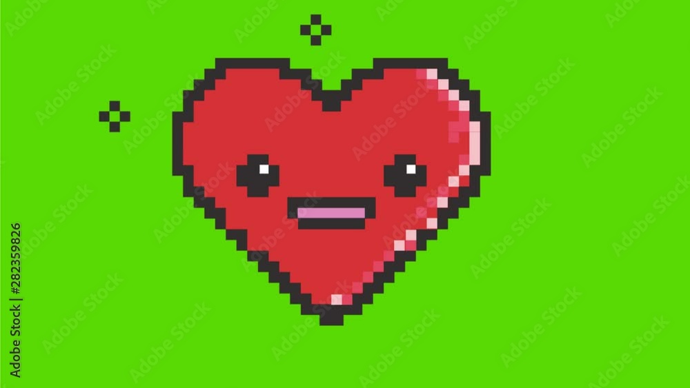 2d Animation motion graphics showing a retro pixellated human heart ...