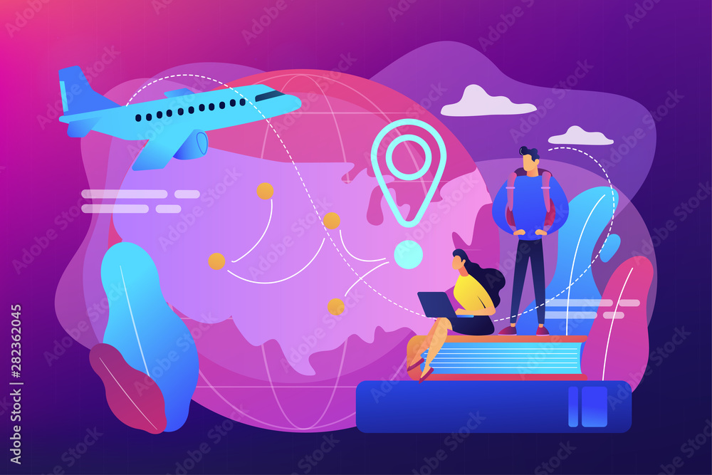 Worldwide travel, school adventure. Tourist trip, students on holidays ...