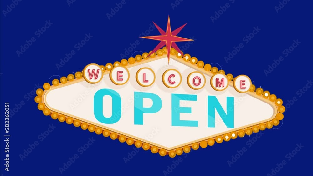 2d Animation motion graphics showing retro neon Las Vegas style light ...