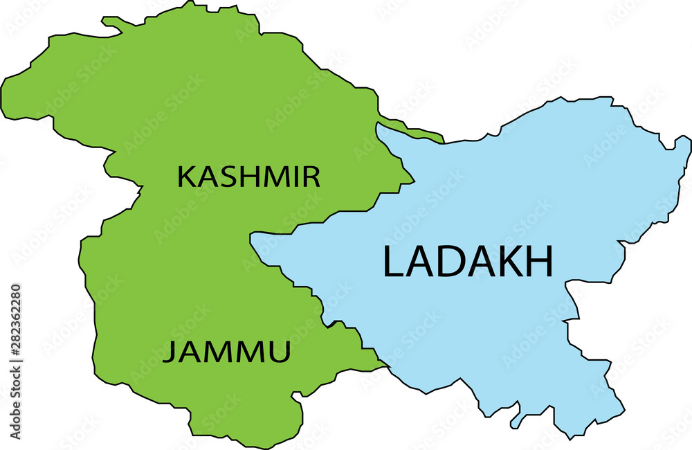 map of jammu & kashmir and ladakh Stock Illustration | Adobe Stock