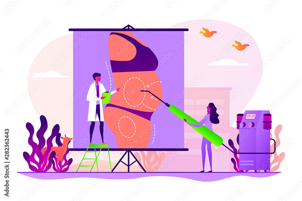 Body contouring, coolsculpting reconstruction. Surgeon and nurse ...