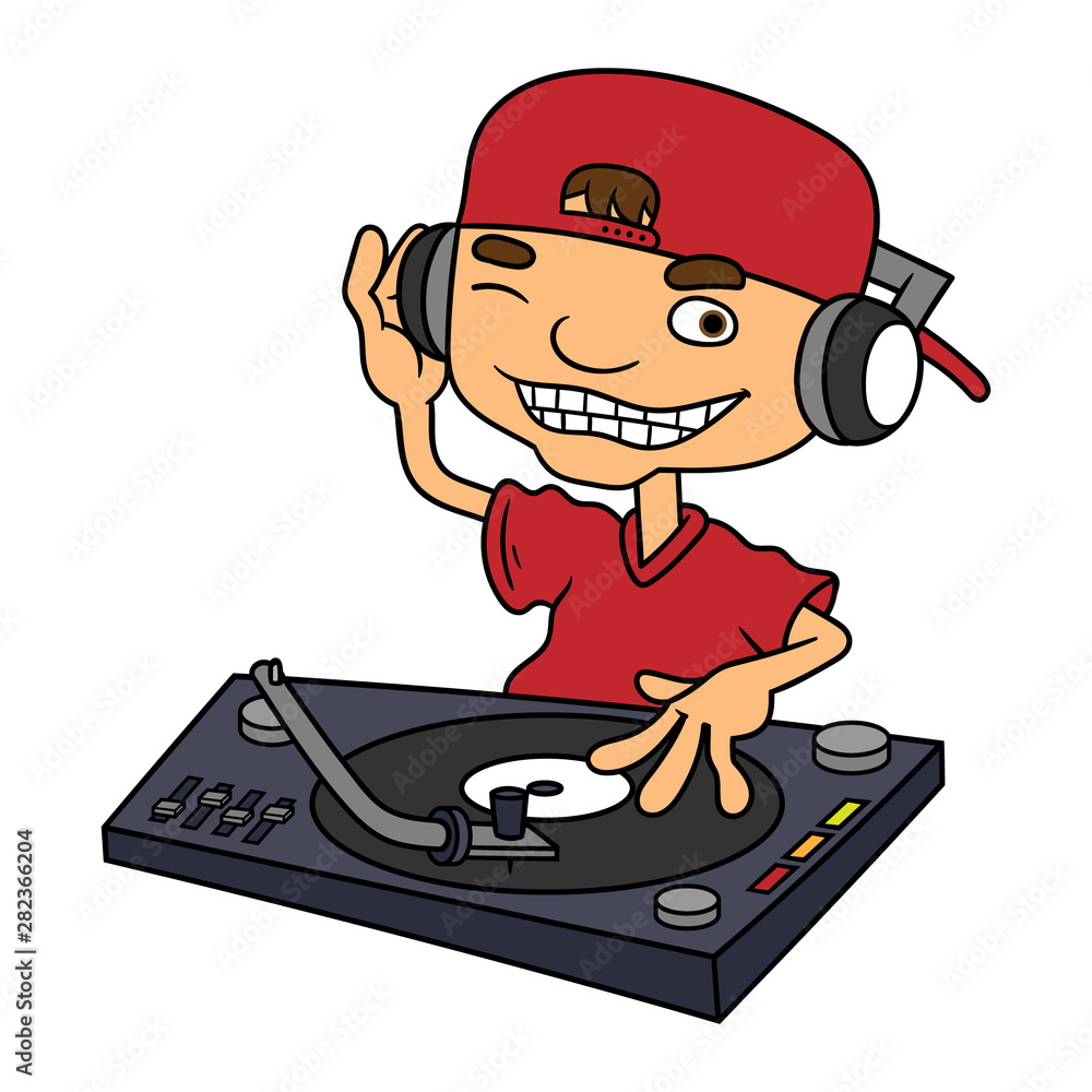 Cartoon Disc Jockey Vector Illustration Stock Vector | Adobe Stock