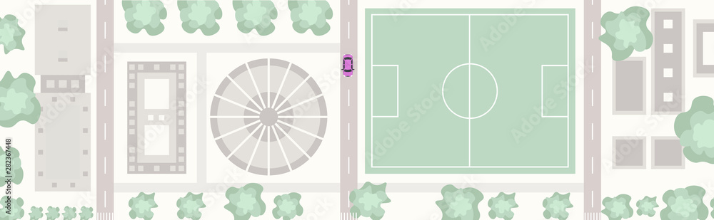 birds eye aerial view or plan of downtown modern city with buildings ...