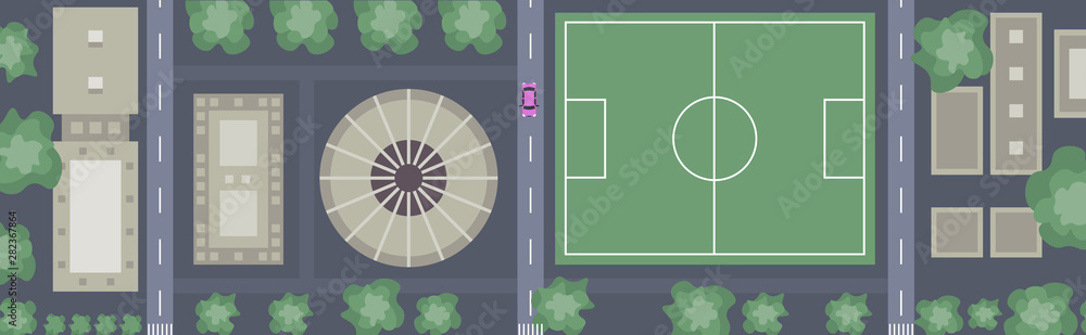 birds eye aerial view or plan of downtown modern city with buildings ...