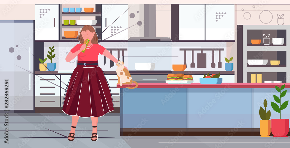 fat obese woman holding sandwich overweight girl eating fast food ...