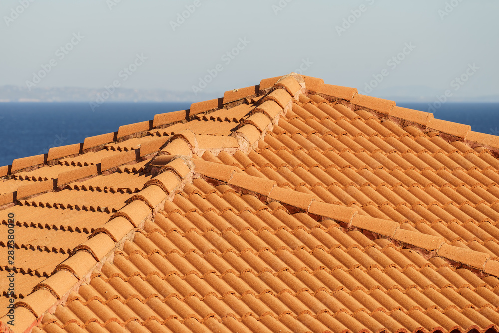 Red tiles roof texture architecture , Stock Photo | Adobe Stock