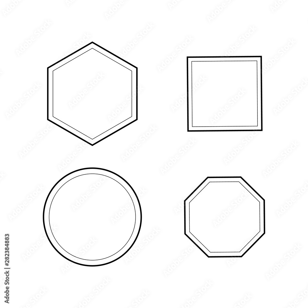 Square, Pentagon, Hexagon, Octagon Icon set. geometry 4, 5, 6, 8 ...
