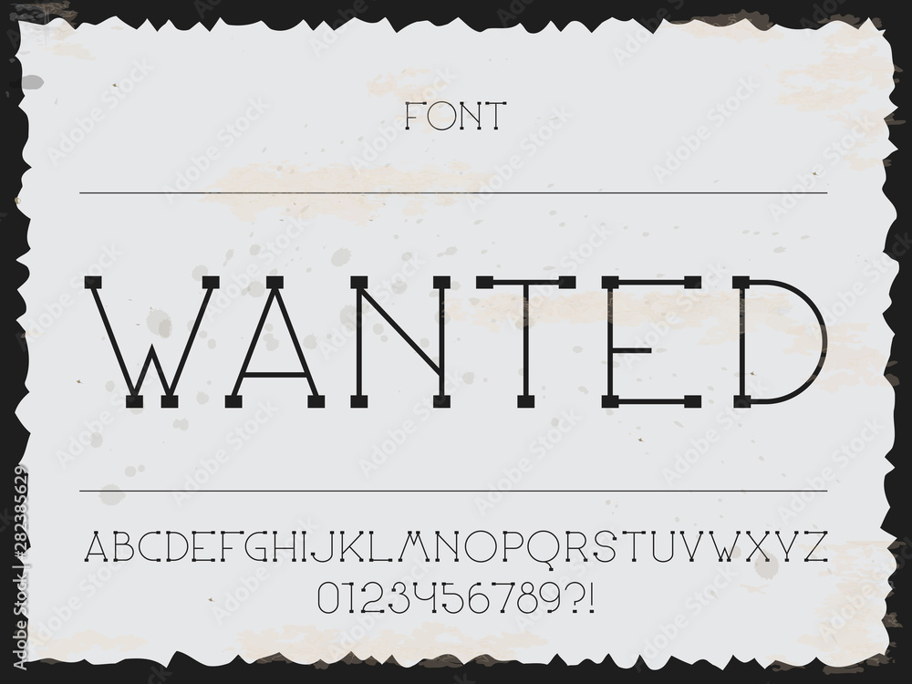 Wanted font. Vector alphabet Stock Vector | Adobe Stock