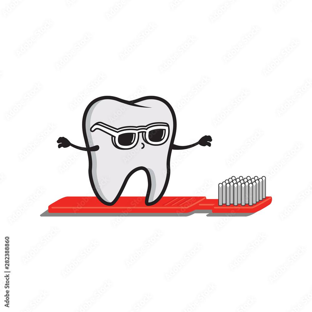 Dentist. Surfing Tooth. tooth brush surf board. illustration. vector ...