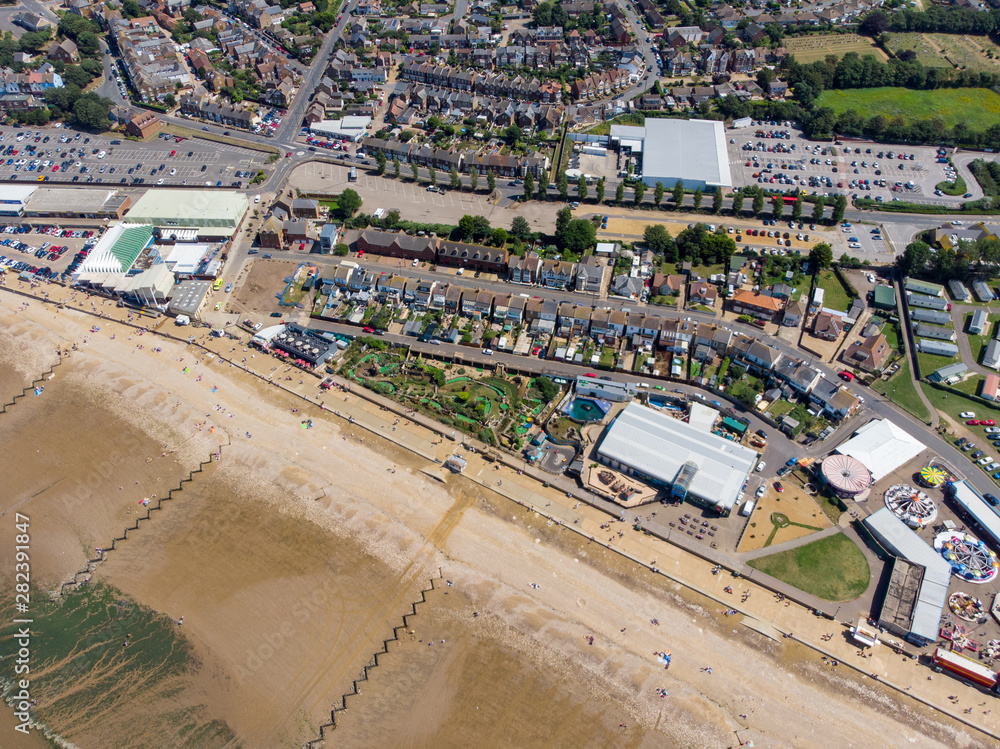 Aerial photo of the British seaside town of Hunstanton in Norfolk ...