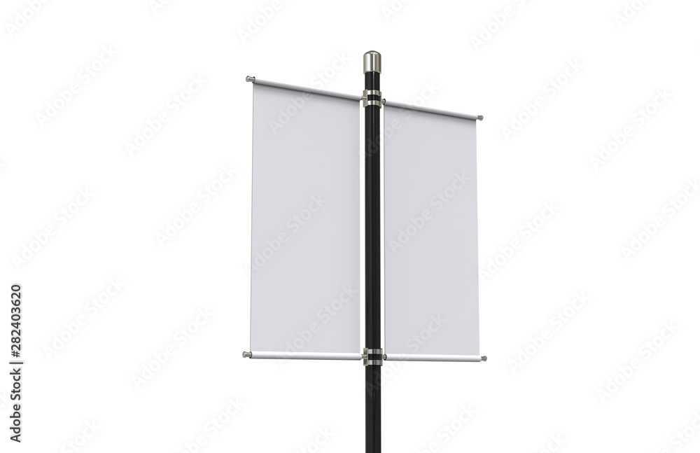Blank pole banner mockup template on isolated white background, ready ...