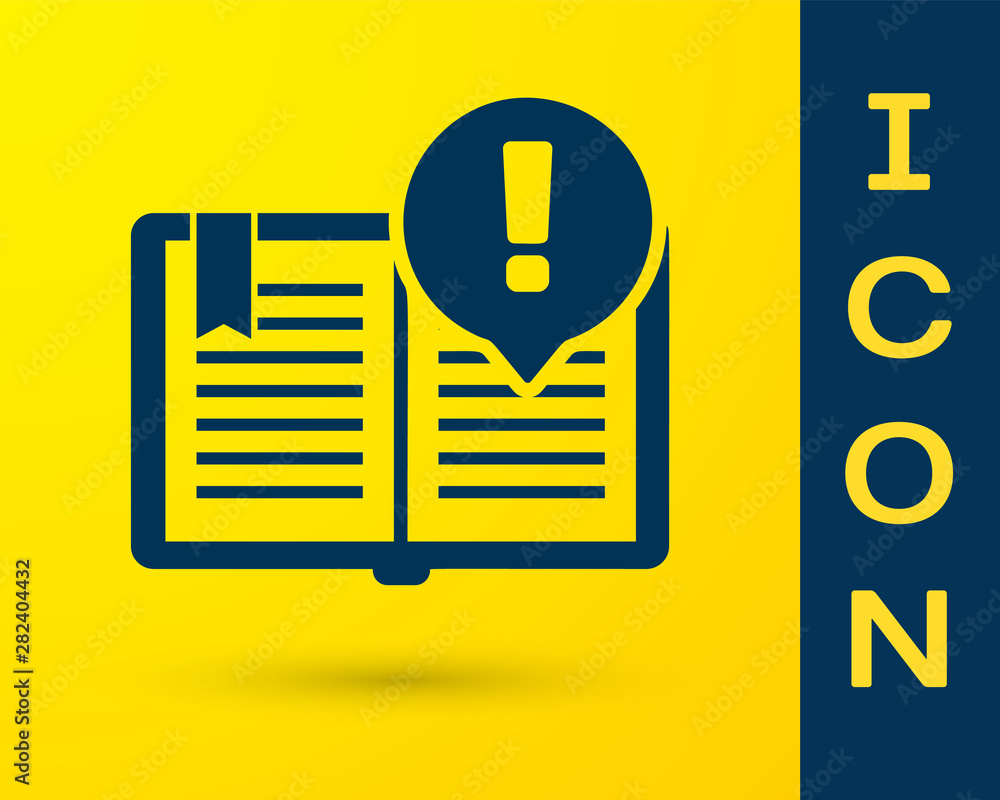 Blue Interesting facts icon isolated on yellow background. Book or ...