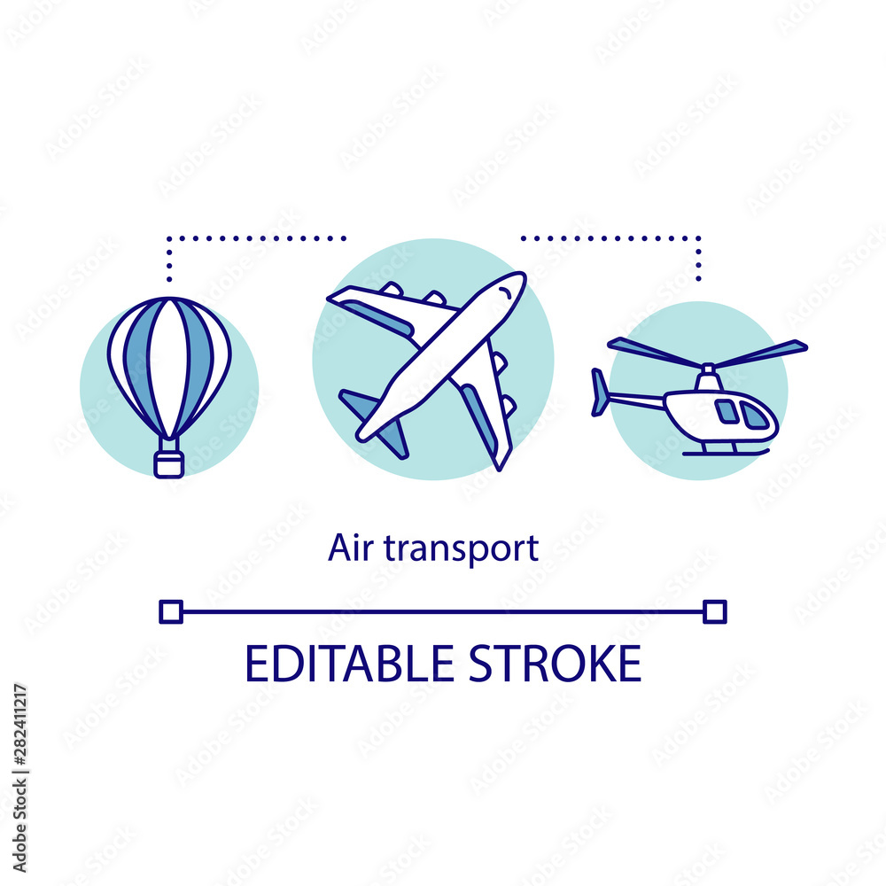 Air transport concept icon. Long-distance flights idea thin line ...