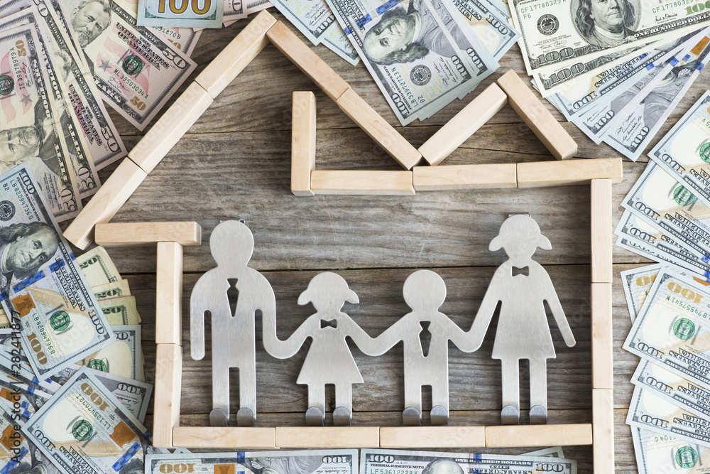 Family saving money for a new residential house with for member family ...