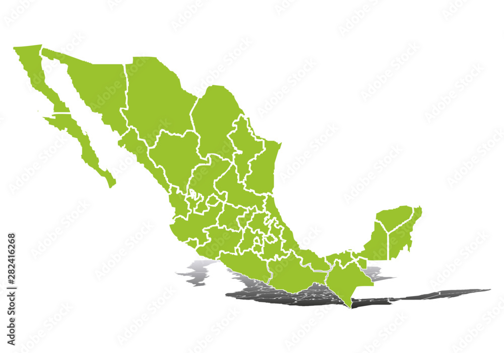 Vetor de Mapa verde de México sobre fondo blanco. do Stock | Adobe Stock