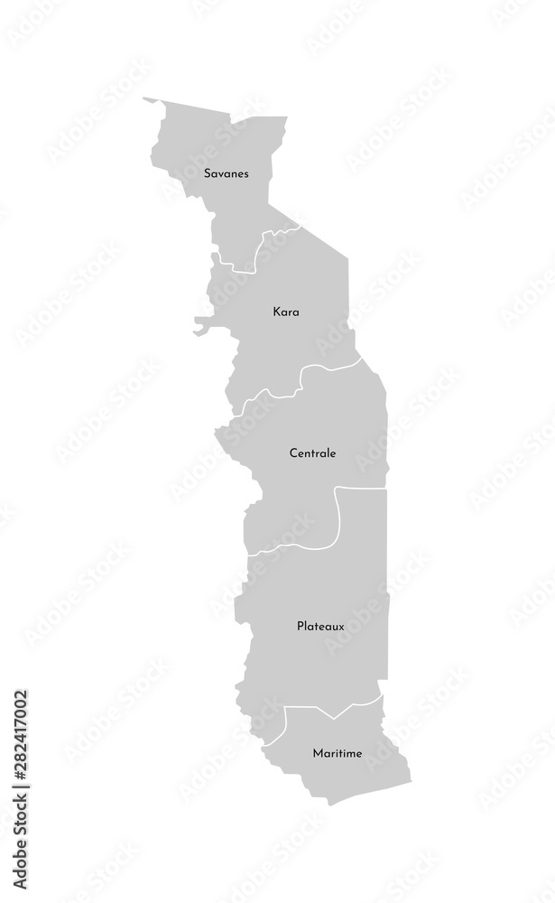 Vector isolated illustration of simplified administrative map of Togo ...