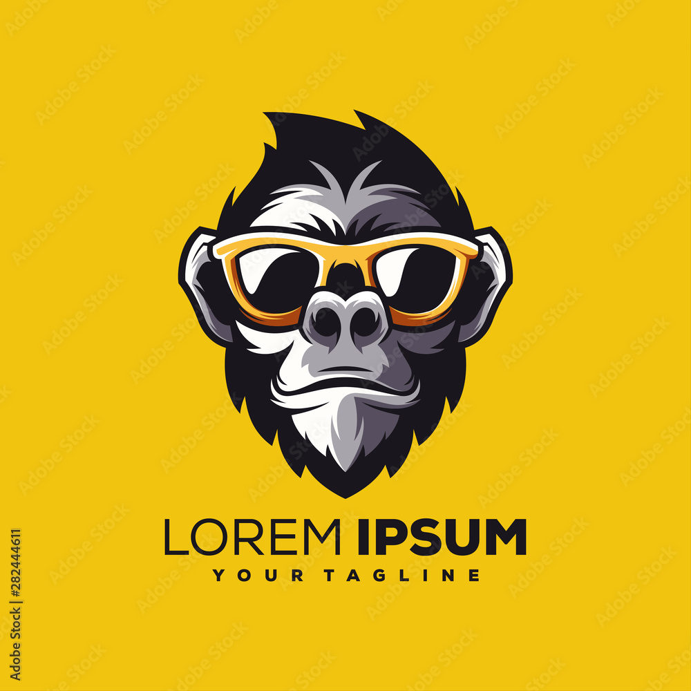 awesome cool monkey logo design Stock Vector | Adobe Stock