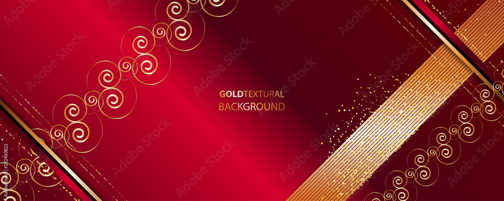 Red and gold abstract background luxury golden line template premium ...