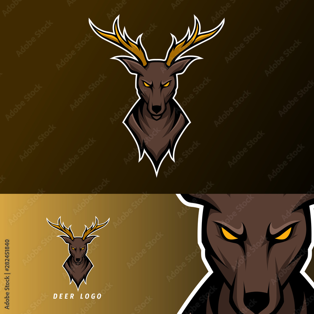 angry deer sport esport logo template with long horn Stock Vector ...