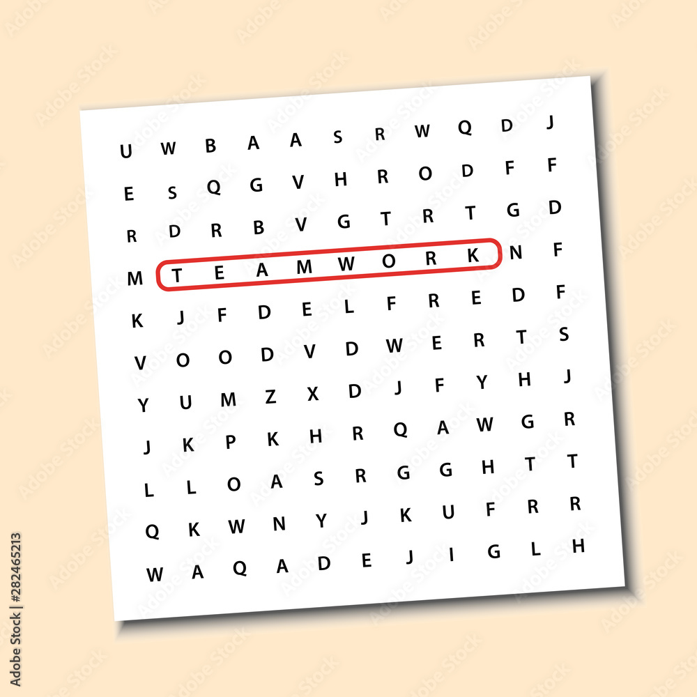 Team work word search puzzle concept. Stock Vector | Adobe Stock