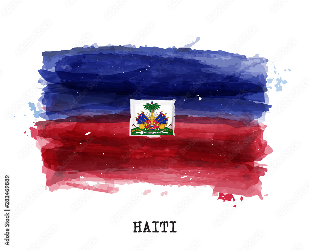 Realistic watercolor painting flag of Haiti . Vector . Stock Vector ...