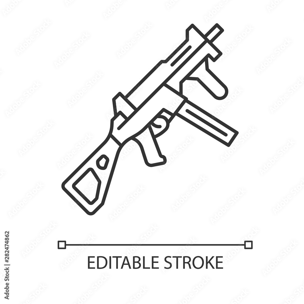 HK UMP weapon linear icon. Virtual game gun. Shooter game rifle ...