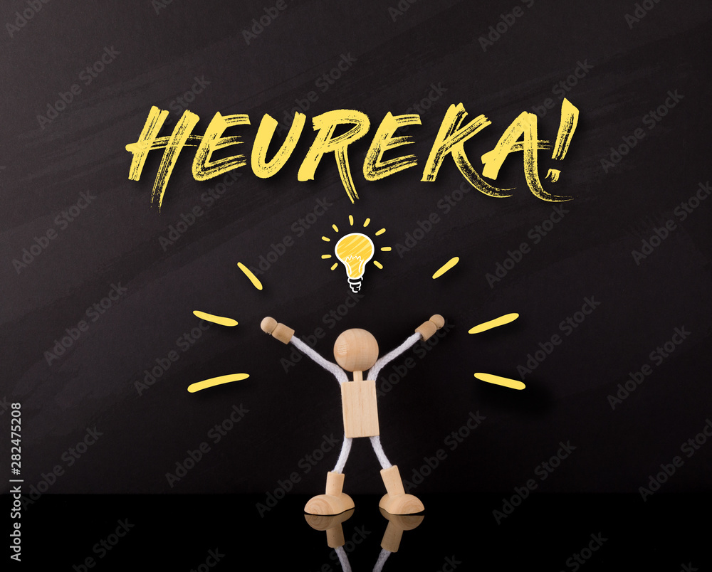 Foto de Idea Concept Heureka, Wooden Stick Figure, Big Yellow light ...
