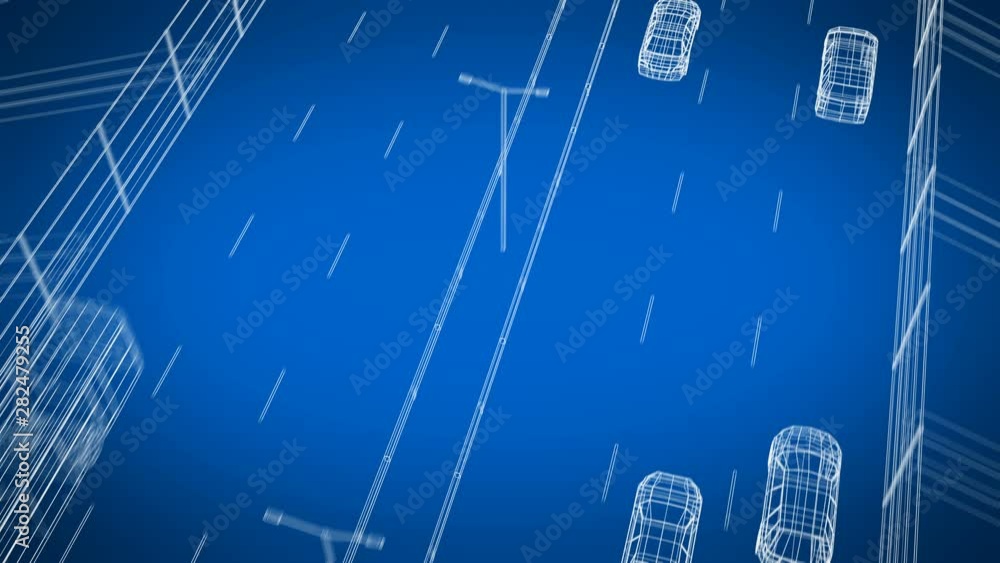 Digital Cars Driving on Abstract Highway Beautiful Looped 3d Animation ...