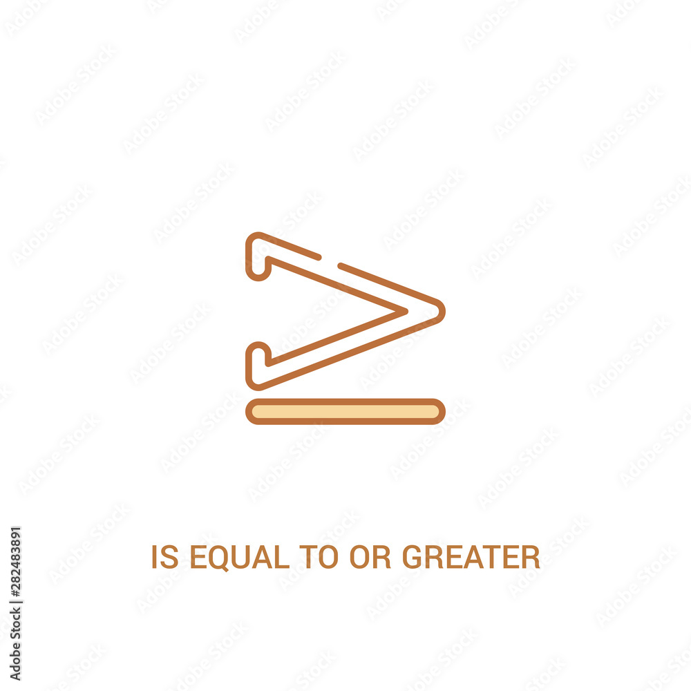 is equal to or greater than concept 2 colored icon. simple line element ...