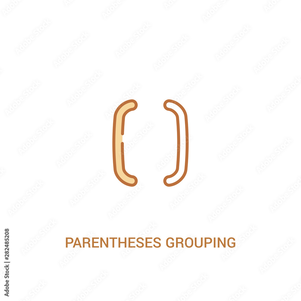 parentheses grouping concept 2 colored icon. simple line element ...