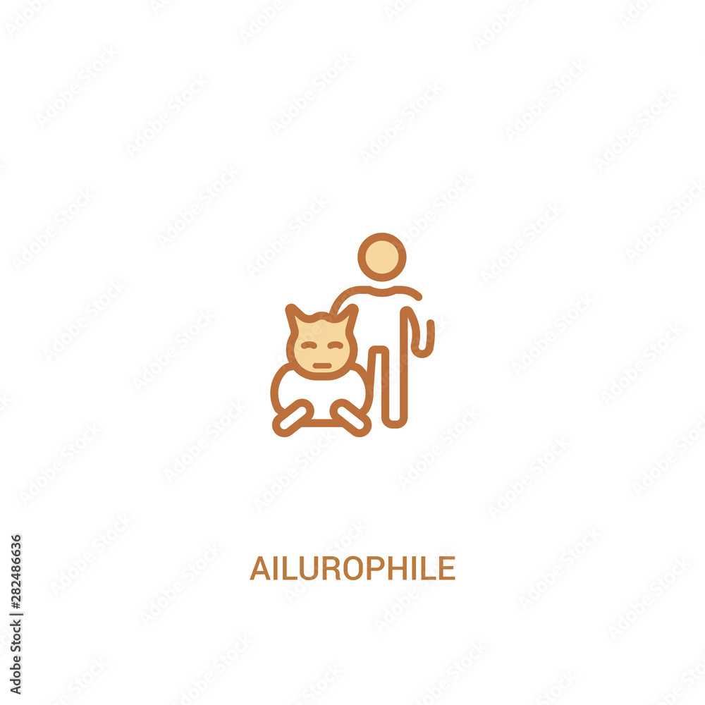 ailurophile concept 2 colored icon. simple line element illustration. outline brown ailurophile ...