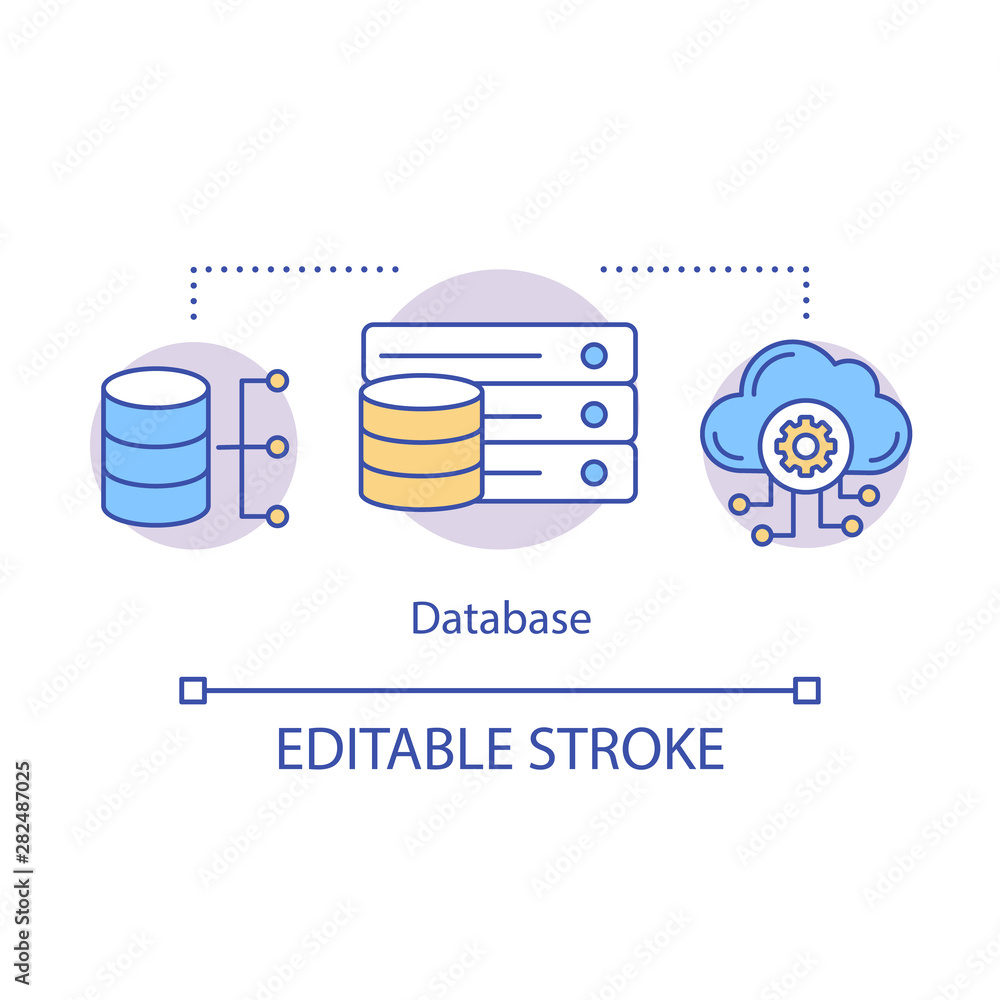 Database concept icon. Data storage idea thin line illustration ...