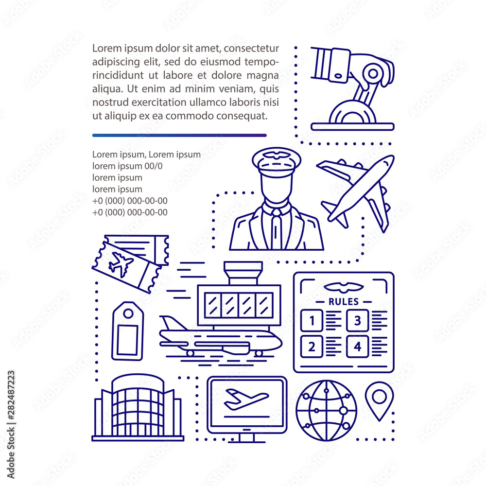 Airline article page vector template. Tourism and travel. Brochure ...