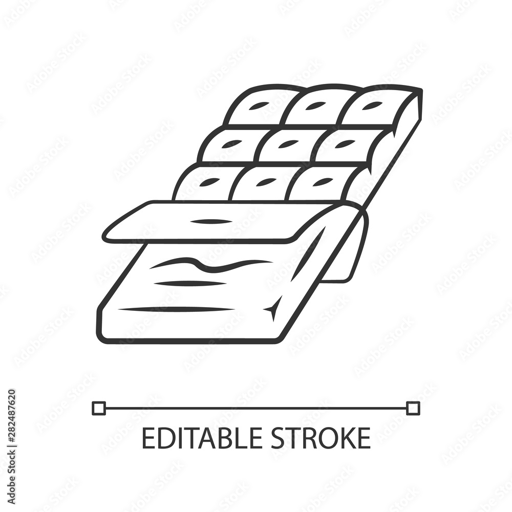 Chocolate bar linear icon. Dark, milk candy. Chocolate packaging ...