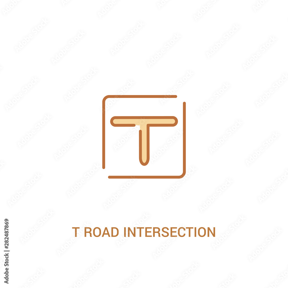 t road intersection concept 2 colored icon. simple line element ...