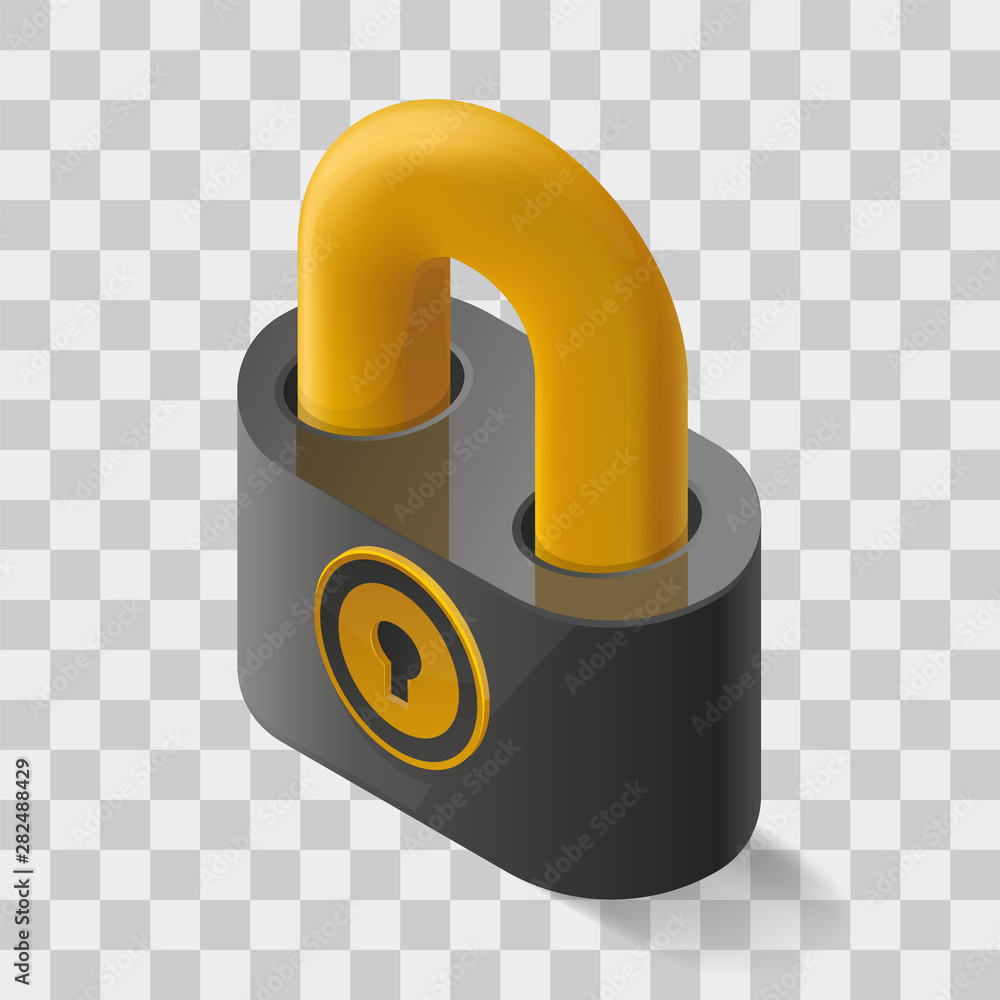 Vector isometric lock Icon in fullcolor isometric 3d style isolated ...